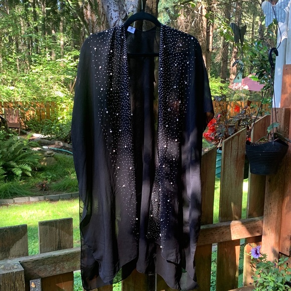 Jessica McClintock | Accessories | Jessica Black Sheer Wrap With Silver ...